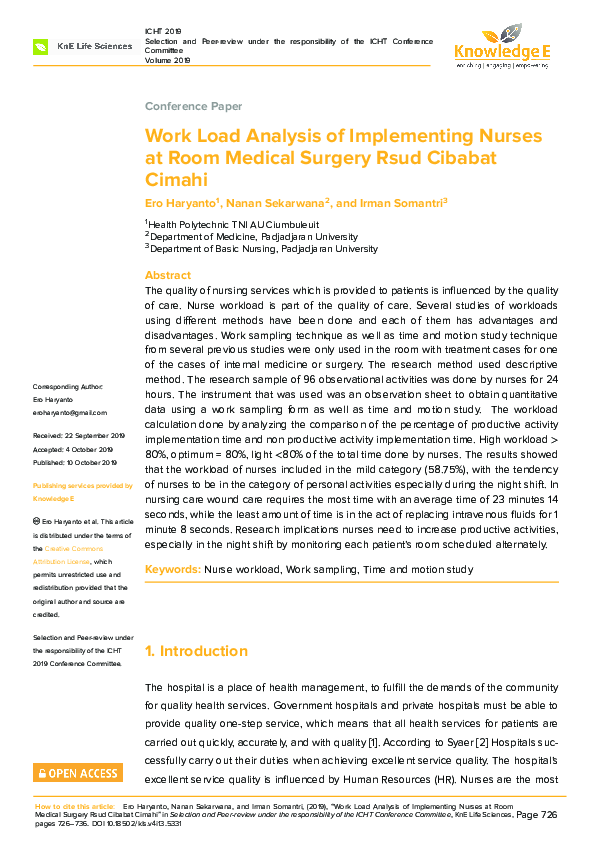 (PDF) Work Load Analysis of Implementing Nurses at Room Medical Surgery ...