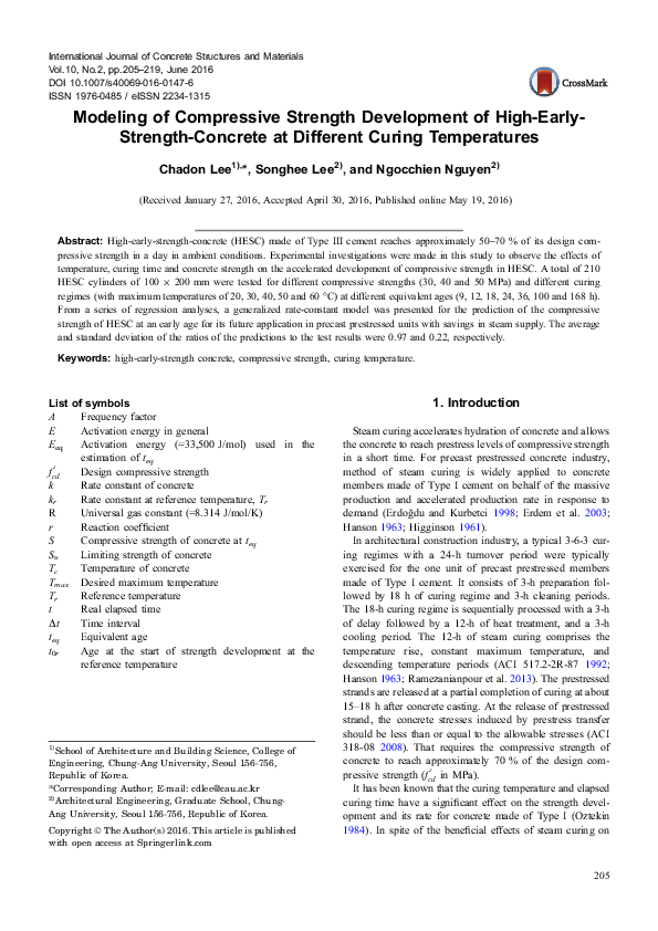 (PDF) Modeling of Compressive Strength Development of High-Early ...