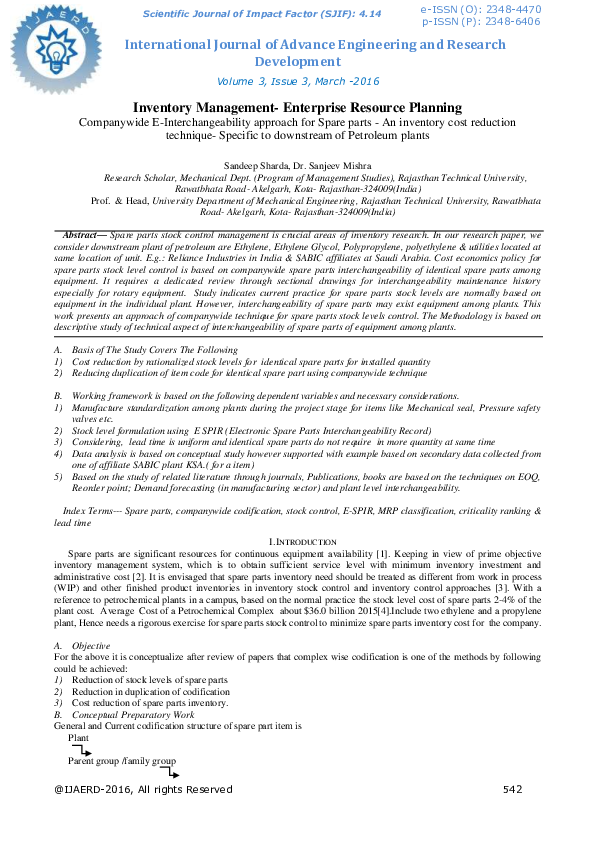 (PDF) Inventory Management- Enterprise Resource Planning