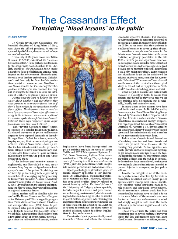 (PDF) The Cassandra effect: translating "blood lessons" to the public