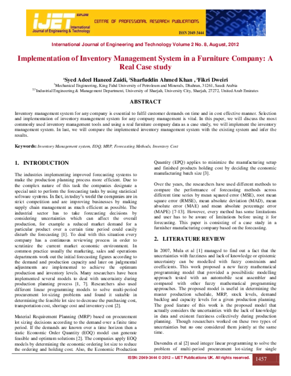 (PDF) Implementation of Inventory Management System in a Furniture ...