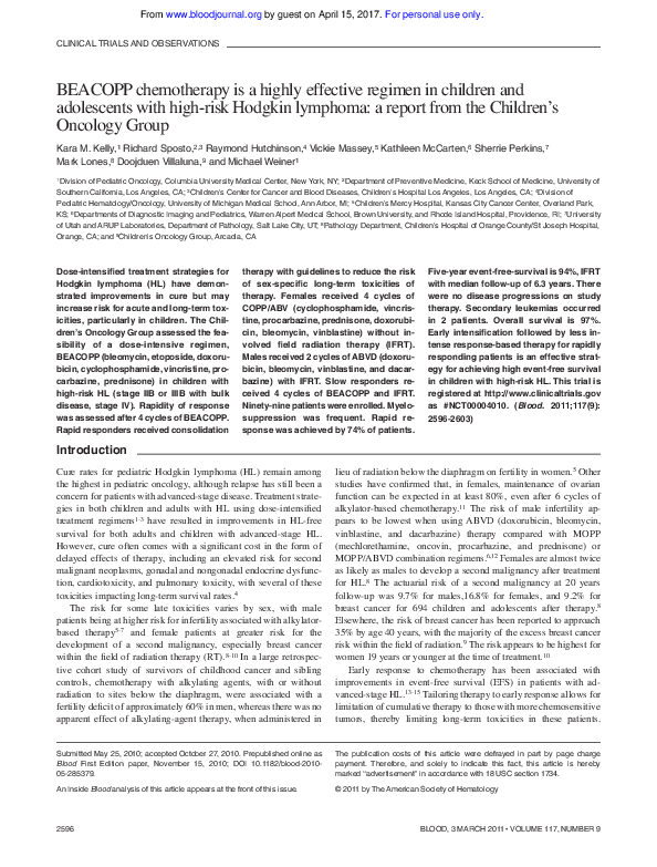 (PDF) BEACOPP chemotherapy is a highly effective regimen in children and adolescents with high ...