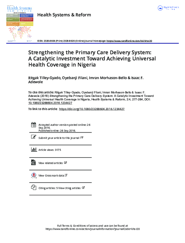 (PDF) Strengthening the Primary Care Delivery System: A Catalytic ...