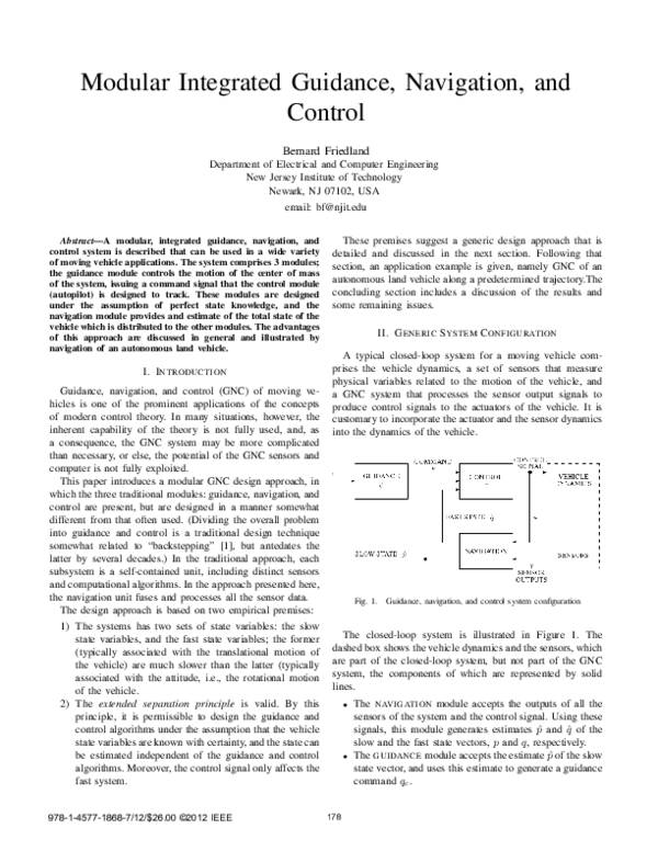 (PDF) Modular integrated guidance, navigation, and control