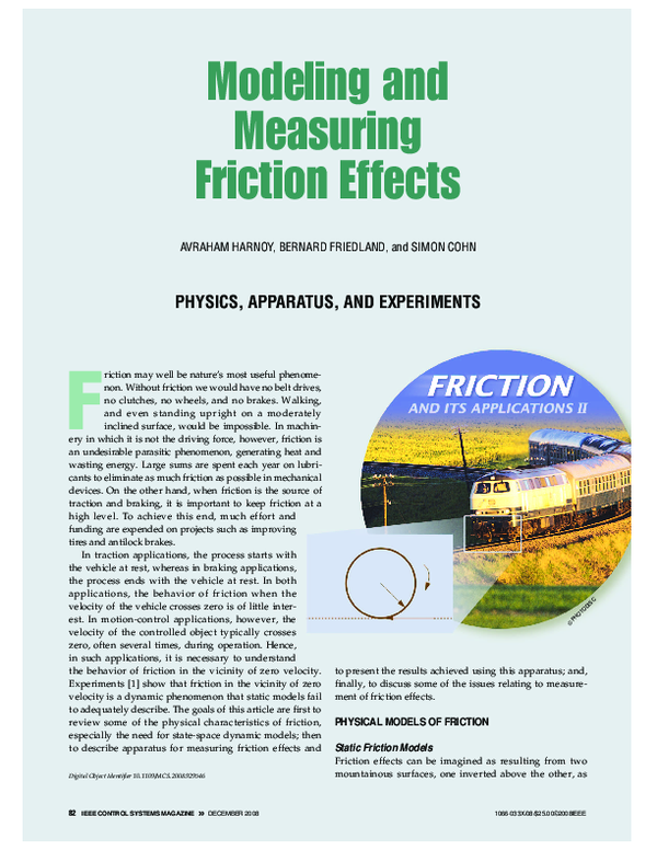 (PDF) Modeling and measuring friction effects
