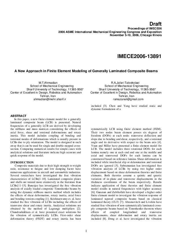 Pdf A New Approach In Finite Element Modeling Of Generally Laminated