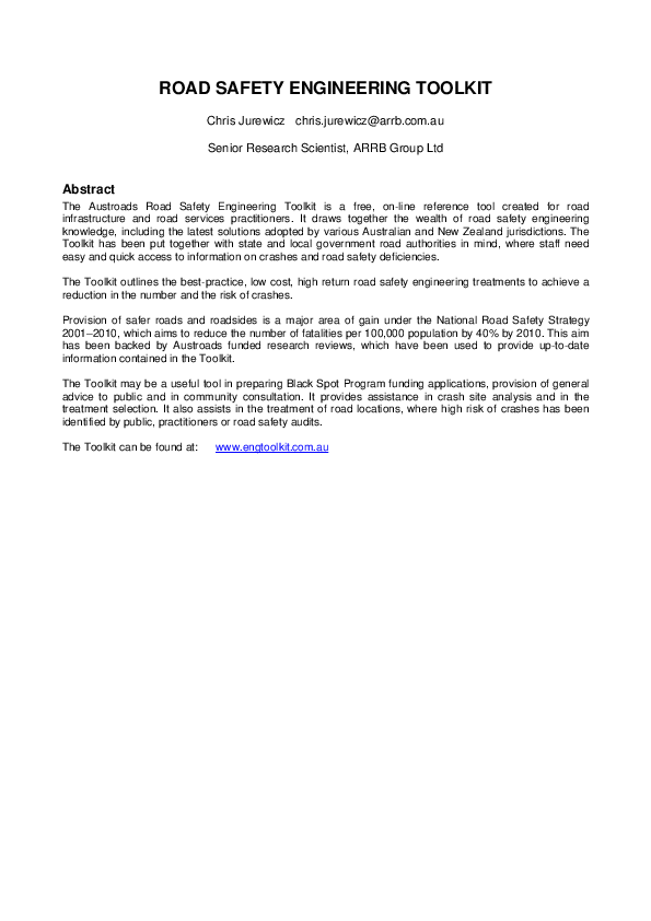 (PDF) Road safety engineering toolkit