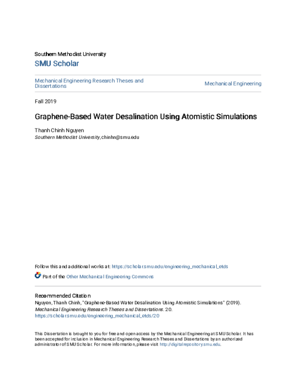 (PDF) Graphene-Based Water Desalination Using Atomistic Simulations