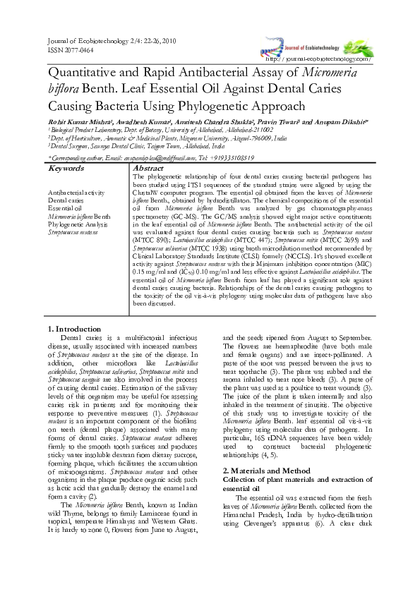 (PDF) Quantitative and Rapid Antibacterial Assay of Micromeria biflora ...
