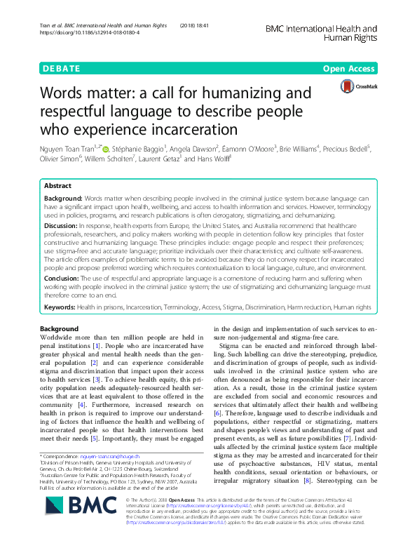 (PDF) Words matter: a call for humanizing and respectful language to ...