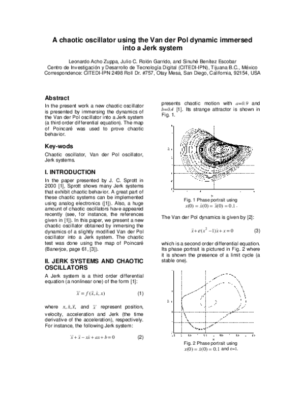 (PDF) A chaotic oscillator using the Van der Pol dynamic immersed into ...
