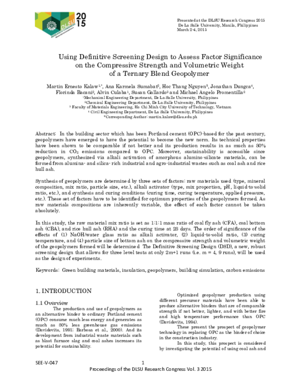 (PDF) Using Definitive Screening Design to Assess Factor Significance ...
