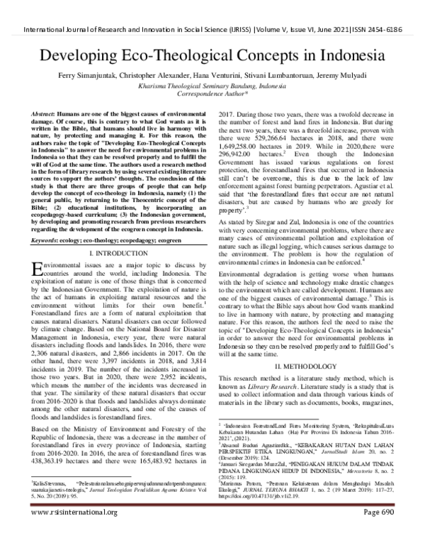 (PDF) Developing Eco-Theological Concepts in Indonesia