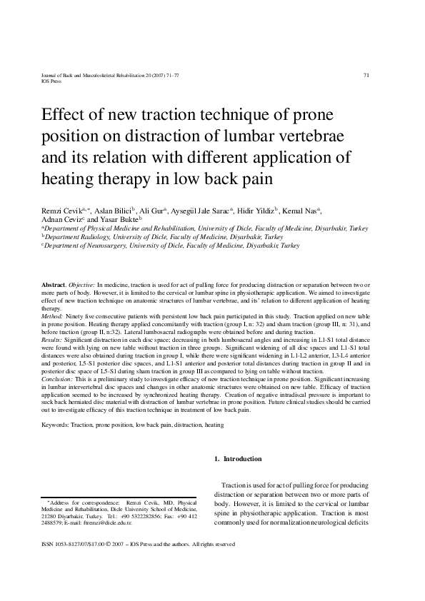 (PDF) Effect of new traction technique of prone position on distraction ...