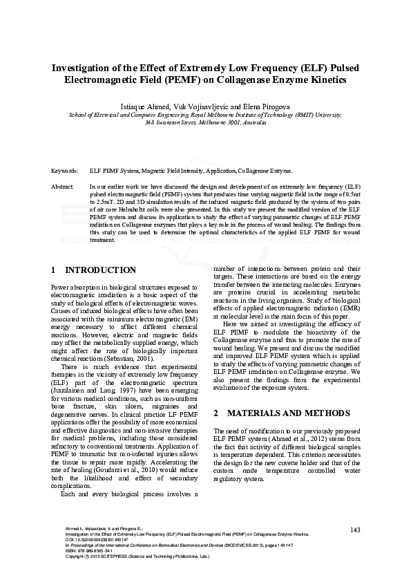 (PDF) Investigation of the Effect of Extremely Low Frequency (ELF) Pulsed Electromagnetic Field ...
