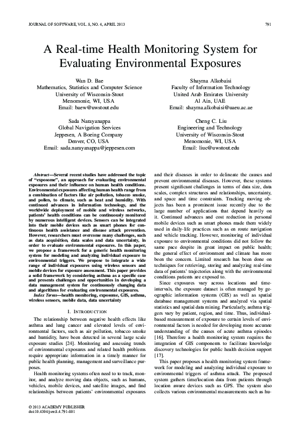 (PDF) A Real-time Health Monitoring System for Evaluating Environmental ...
