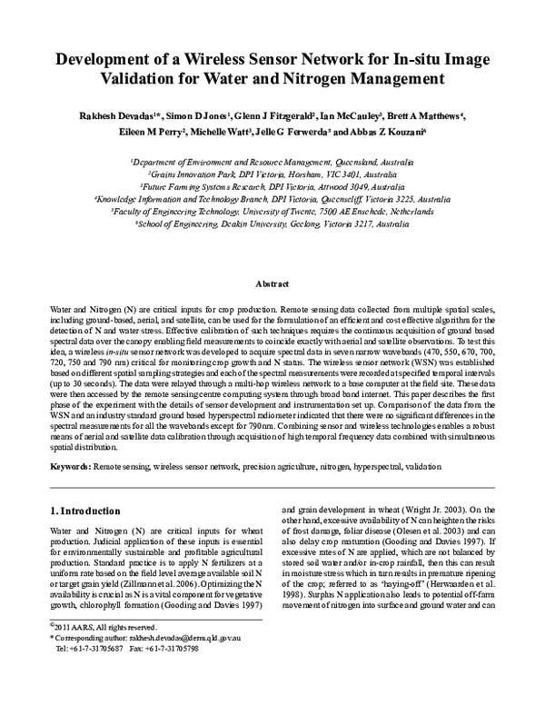 Pdf Development Of A Wireless Sensor Networks For In Situ Image Validation For Water And