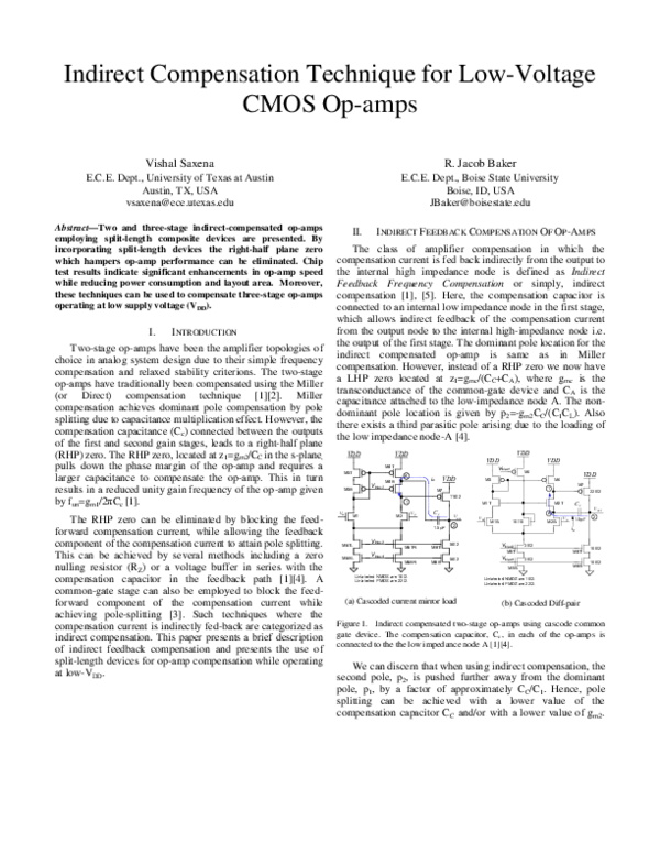 (PDF) Indirect Compensation Technique for Low-Voltage CMOS Op-amps