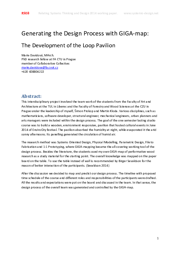 (PDF) Generating the design process with GIGA-map: The development of ...