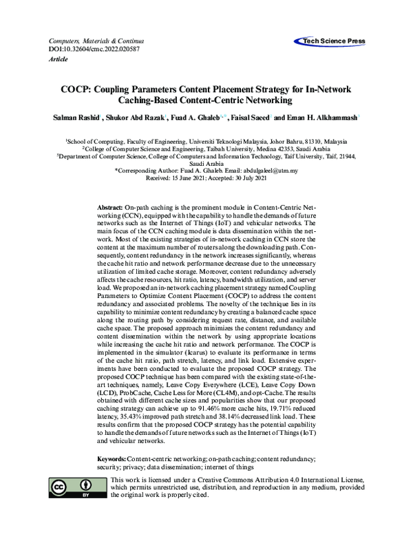 (PDF) COCP: Coupling Parameters Content Placement Strategy for In-Network Caching-Based Content ...