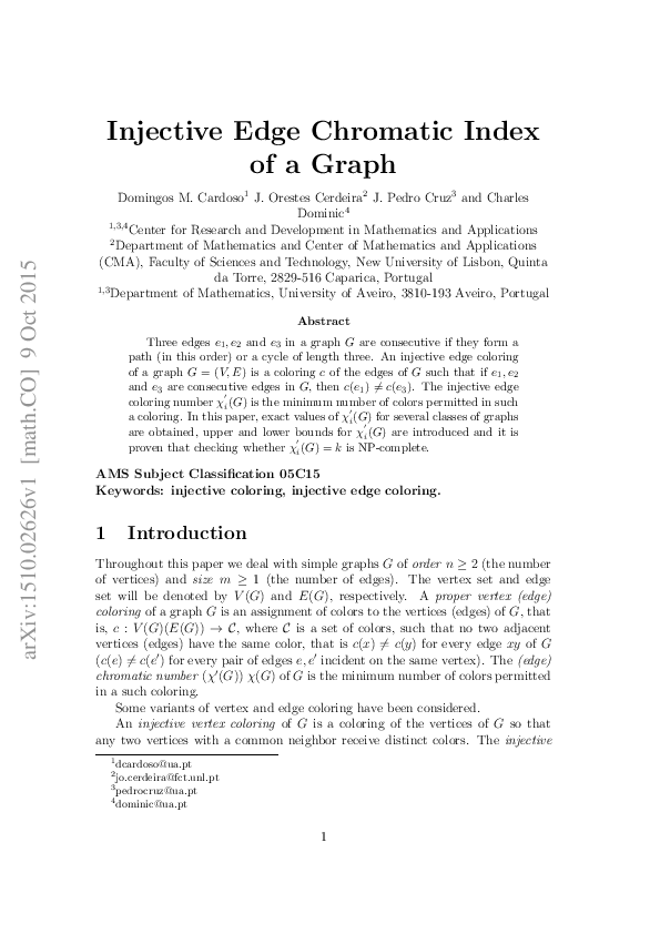 (PDF) Injective Edge Chromatic Index of a Graph