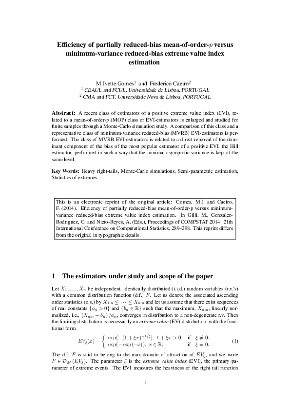 Pdf Efficiency Of Partially Reduced Bias Mean Of Order P Versus