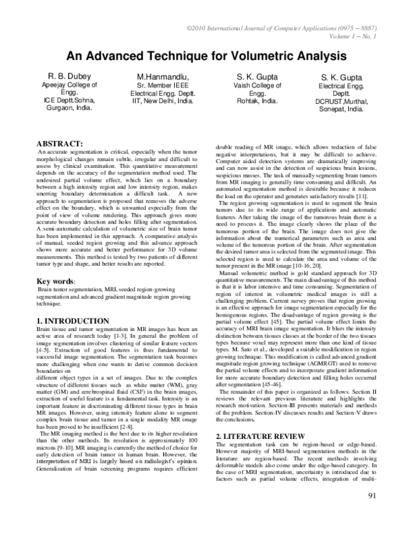 (PDF) An advanced technique for volumetric analysis