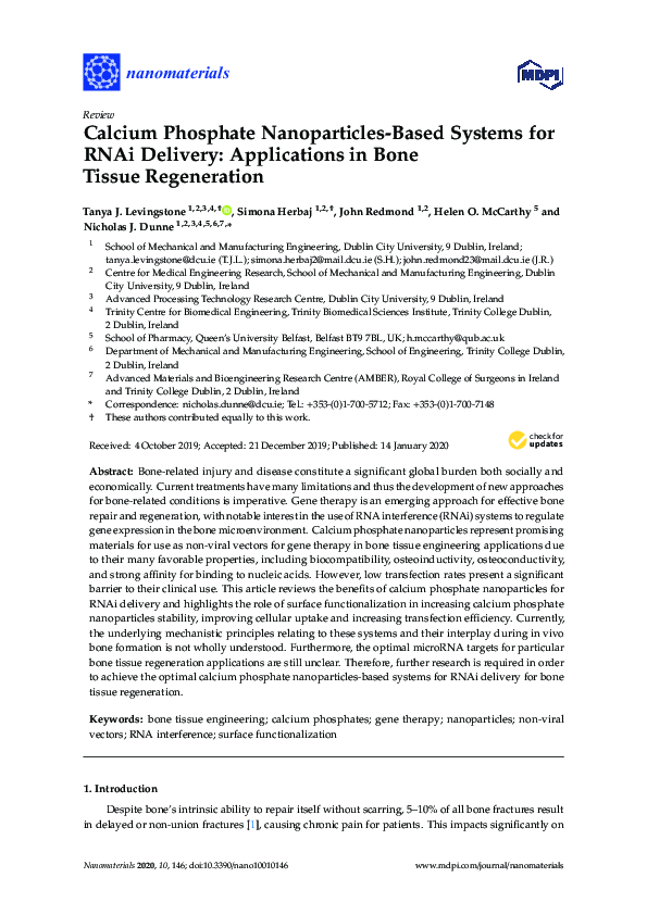 (PDF) Calcium Phosphate Nanoparticles-Based Systems for RNAi Delivery: Applications in Bone ...