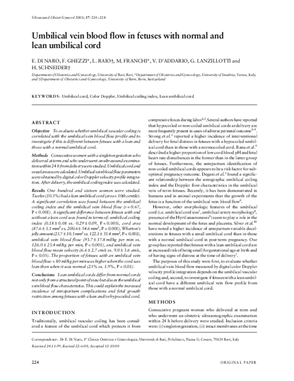 (PDF) Umbilical vein blood flow in fetuses with normal and lean ...