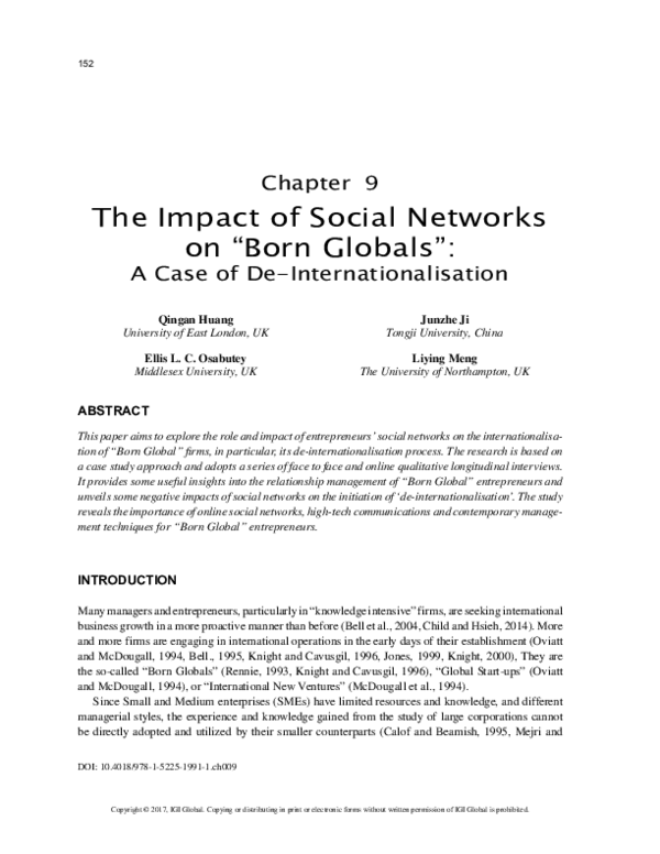 (PDF) The Impact of Social Networks on “Born Globals”