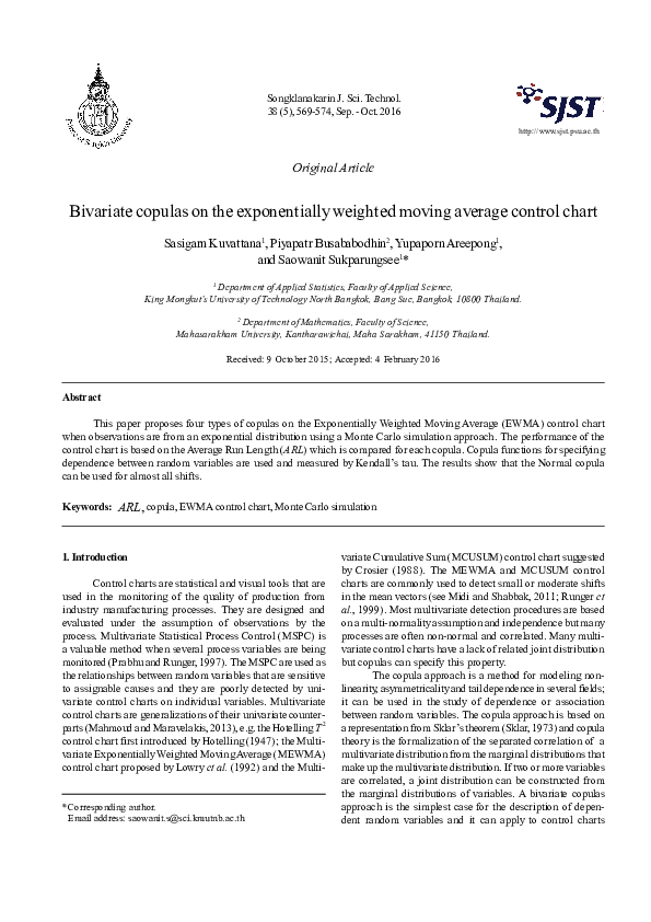 (PDF) Bivariate copulas on the exponentially weighted moving average ...