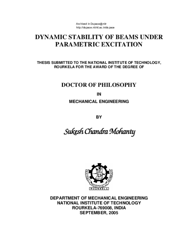 (PDF) Dynamic Stability of Beams Under Parametric Excitation