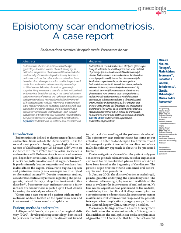 (PDF) Episiotomy scar endometriosis . A case report | Marina Antonovici ...