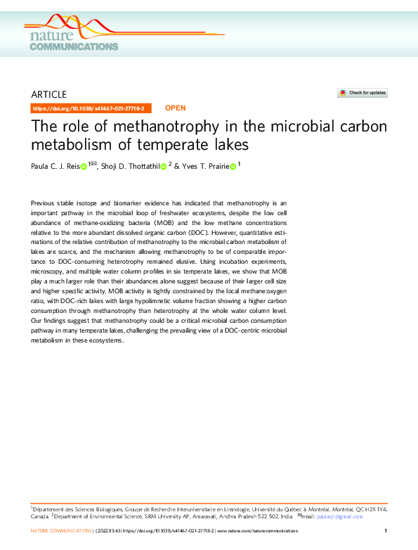 (PDF) The role of methanotrophy in the microbial carbon metabolism of ...