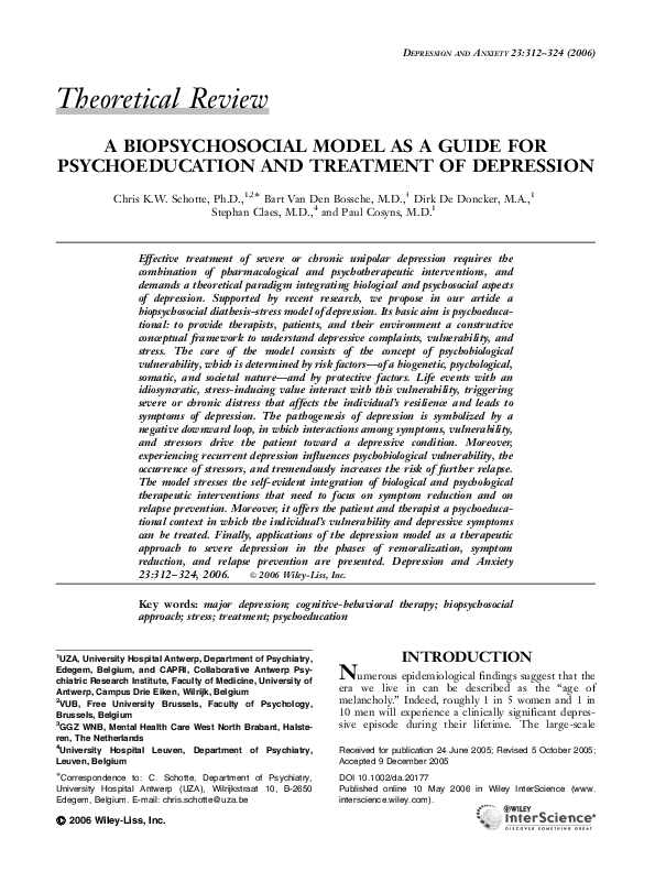 (PDF) A biopsychosocial model as a guide for psychoeducation and ...