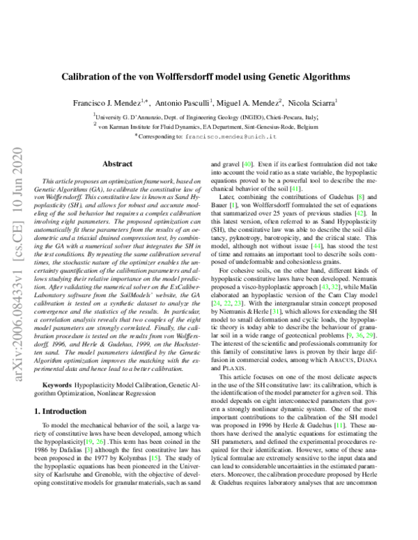 (PDF) Calibration of the von Wolffersdorff model using Genetic Algorithms | Antonio Pasculli ...