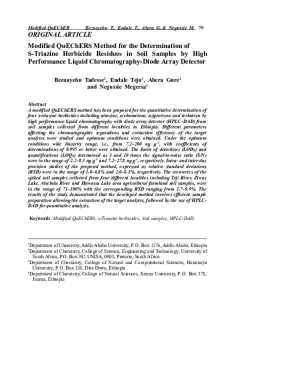 (PDF) Modified QuEChERS method for the determination of s-Triazine ...