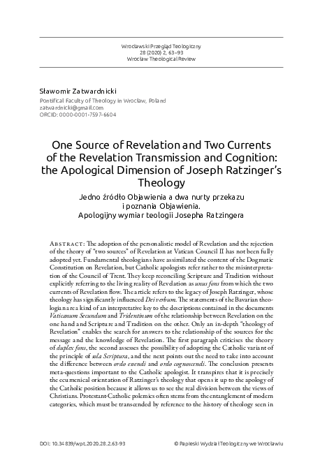 (PDF) One Source of Revelation and Two Currents of the Revelation ...
