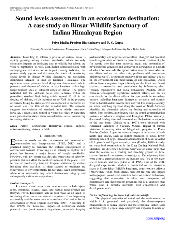 (PDF) Ecotourism's Impact on Sound Levels in Binsar