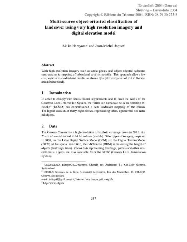 Pdf Multi Source Object Oriented Classification Of Landcover Using