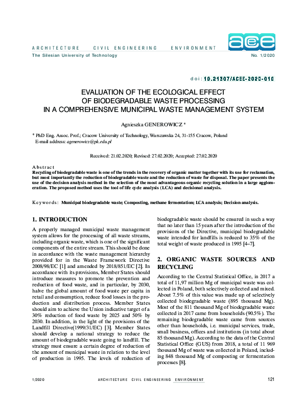 (PDF) Evaluation of the Ecological Effect of Biodegradable Waste ...