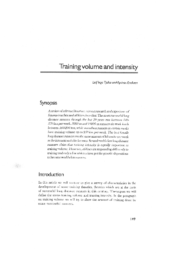 (PDF) Training volume and intensity