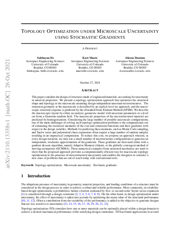 (PDF) Topology Optimization under Microscale Uncertainty using Stochastic Gradients