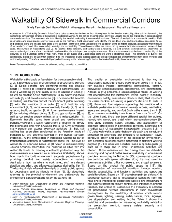 (PDF) Walkability Of Sidewalk In Commercial Corridors