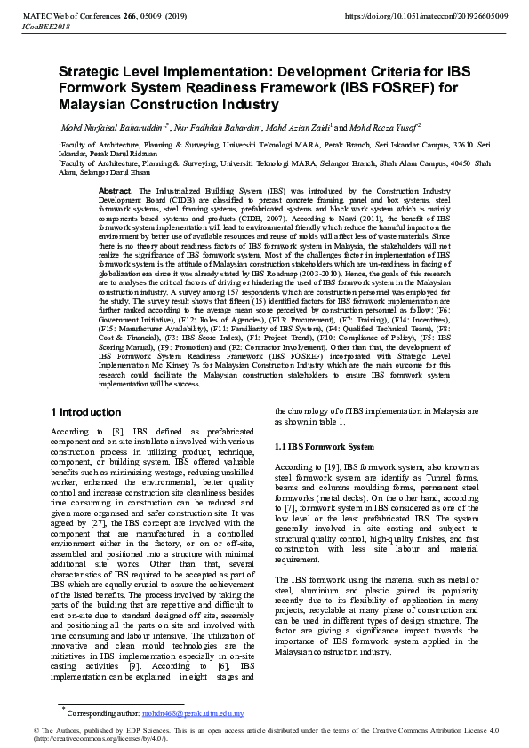 (PDF) Strategic Level Implementation: Development Criteria for IBS ...