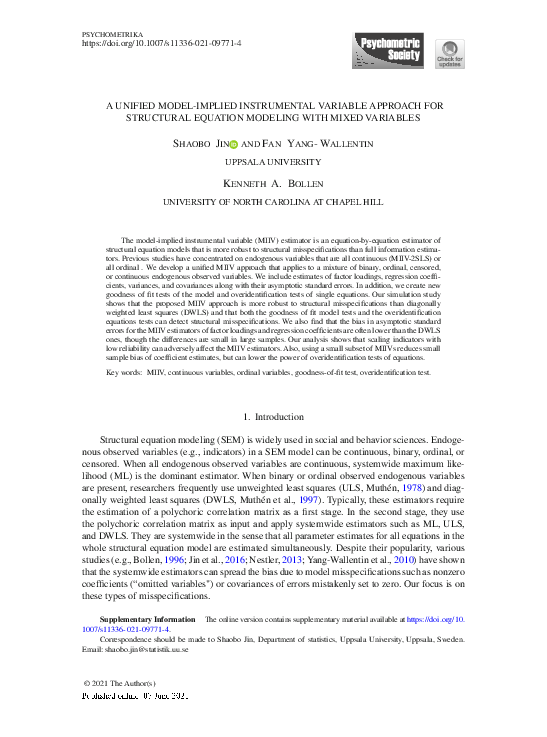 (PDF) A unified model-implied instrumental variable approach for structural equation modeling ...