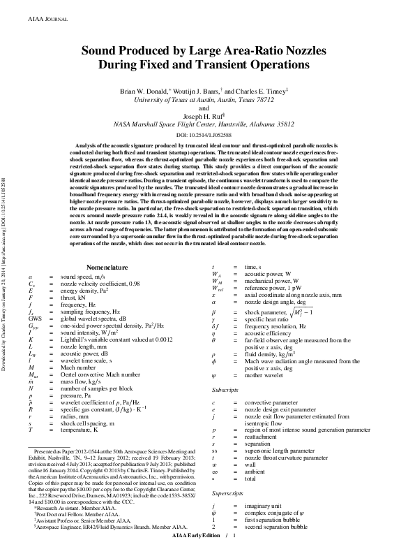 (PDF) Sound Produced by Large Area-Ratio Nozzles During Fixed and ...