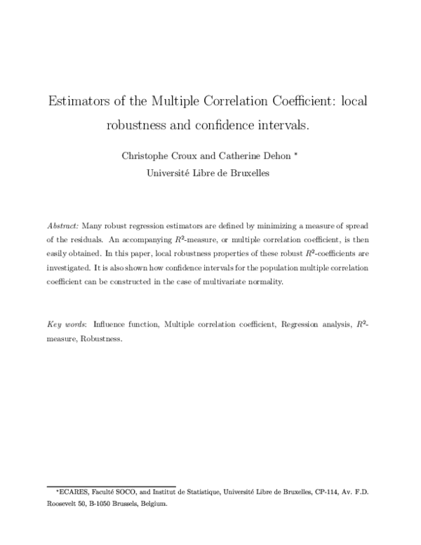 (PDF) Estimators of the multiple correlation coefficient: Local ...