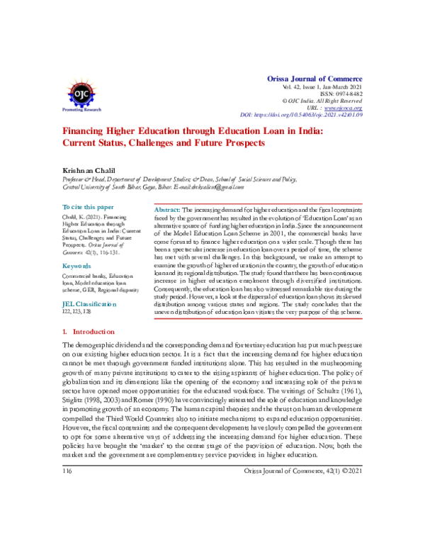 (PDF) Financing Higher Education through Education Loan in India ...