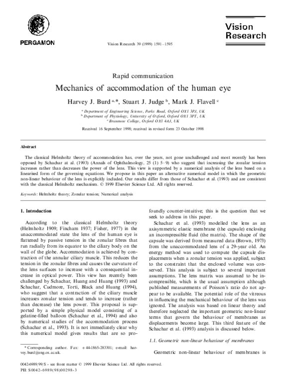 (PDF) Mechanics of accommodation of the human eye